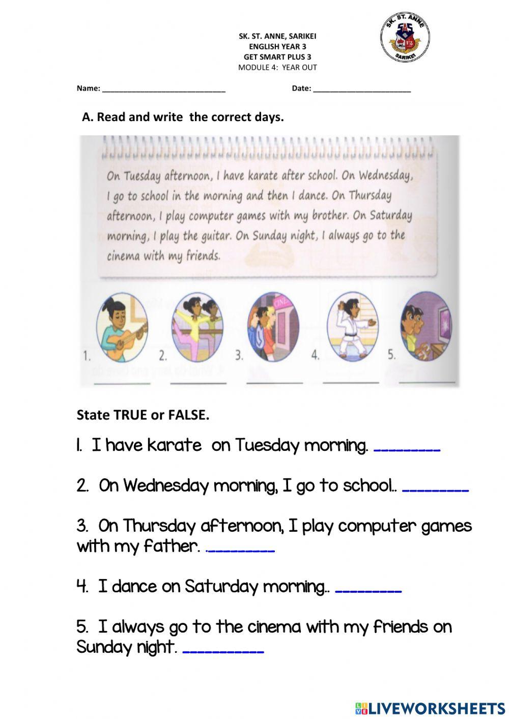 Year in year out interactive worksheet | Live Worksheets