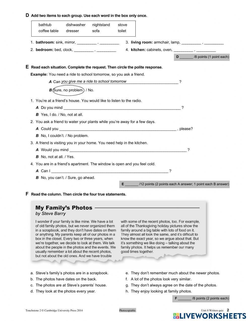 Blue Unit 8 | Free Interactive Worksheets | 4985616