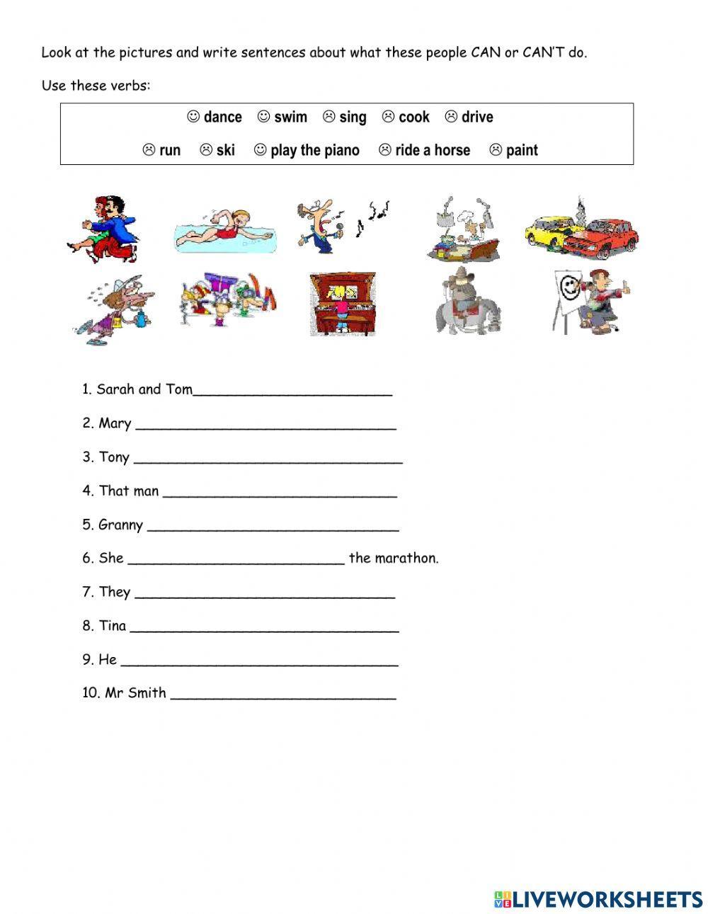 Can and can not interactive worksheet | Live Worksheets