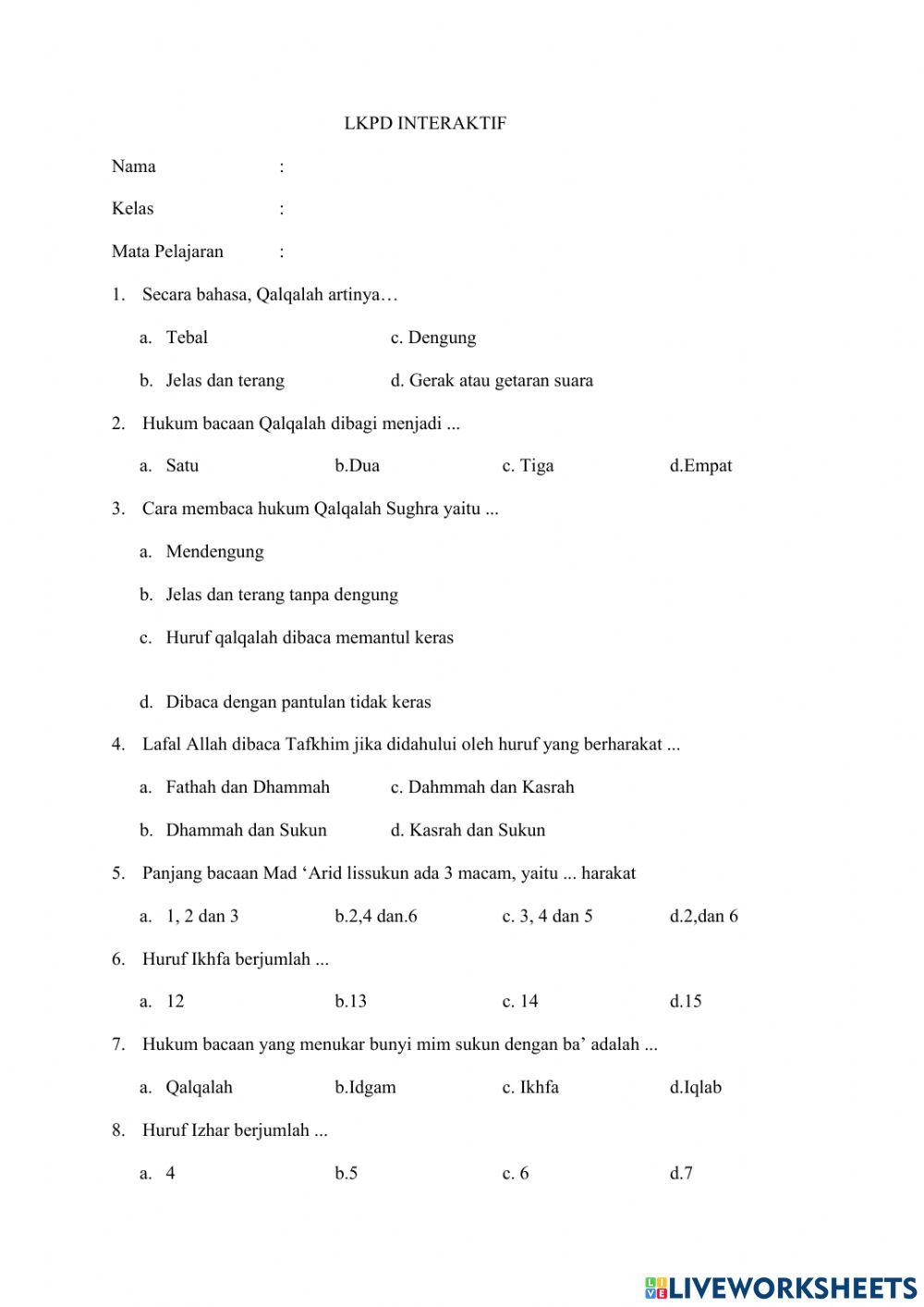 Soal UJian activity | Live Worksheets