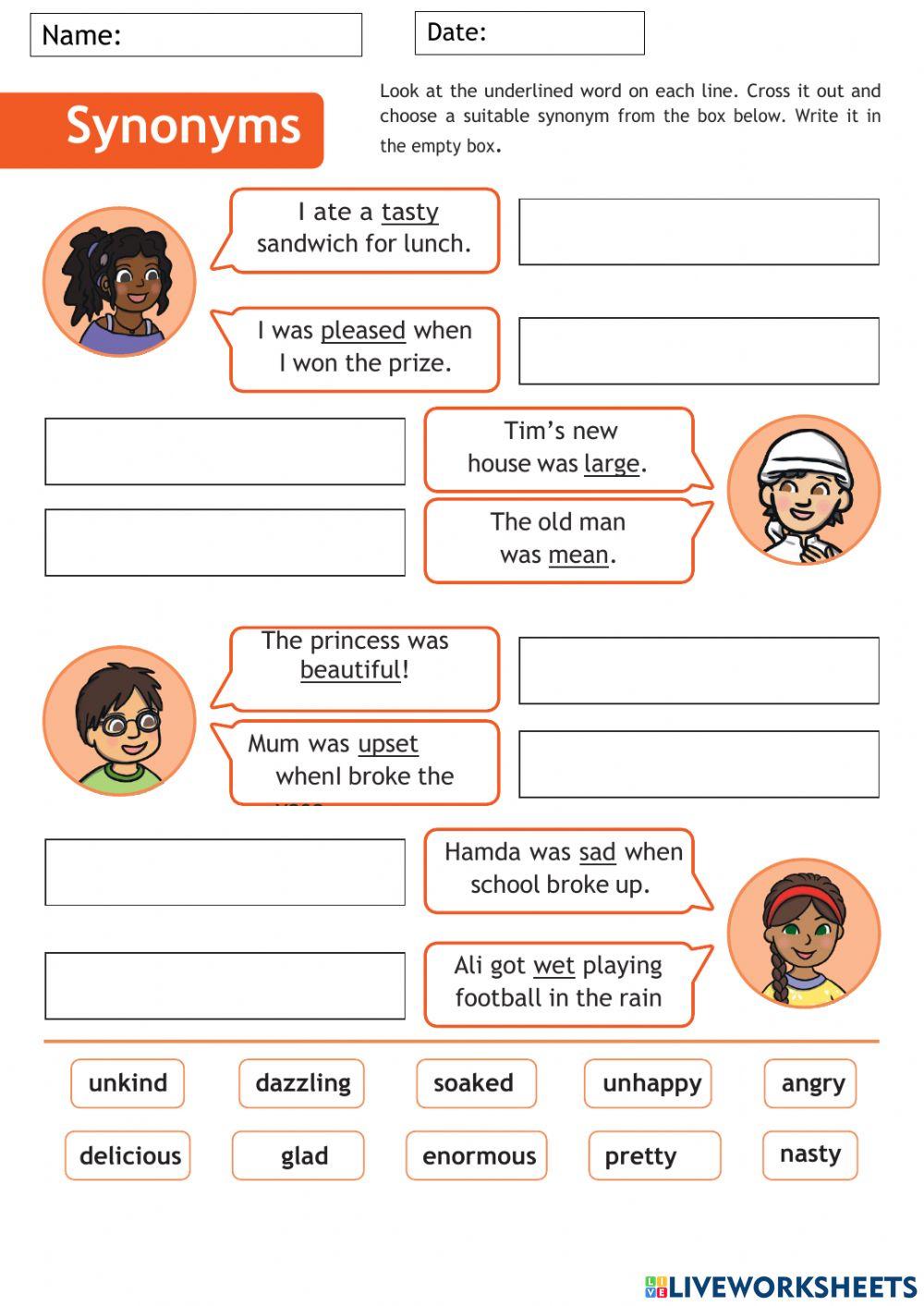 953532 | Replacing Synonyms | MsHall_1 | LiveWorksheets