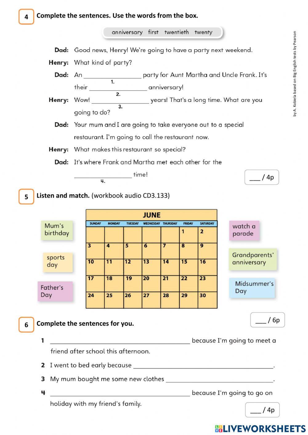 BE4 unit 7 test online exercise for | Live Worksheets