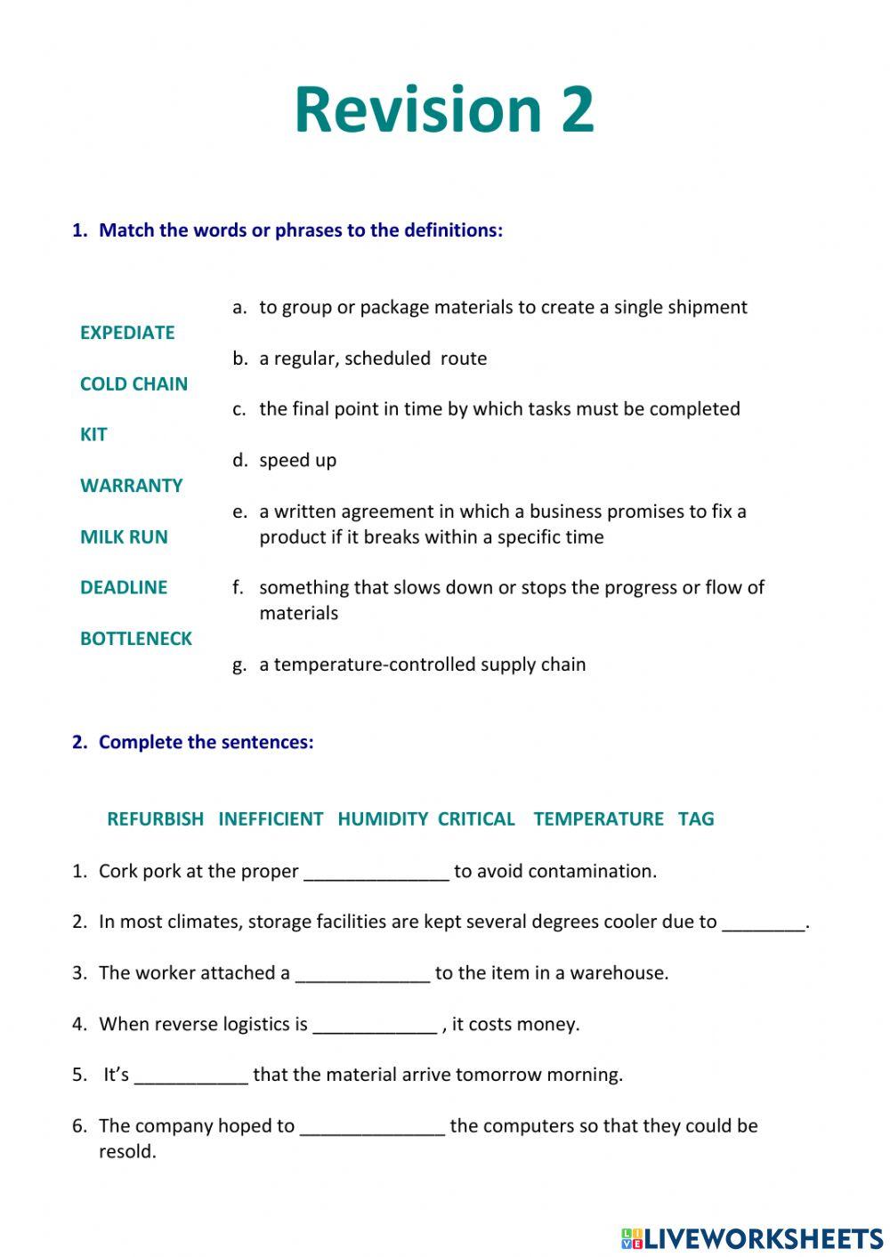 Revision 2 free activity | Live Worksheets