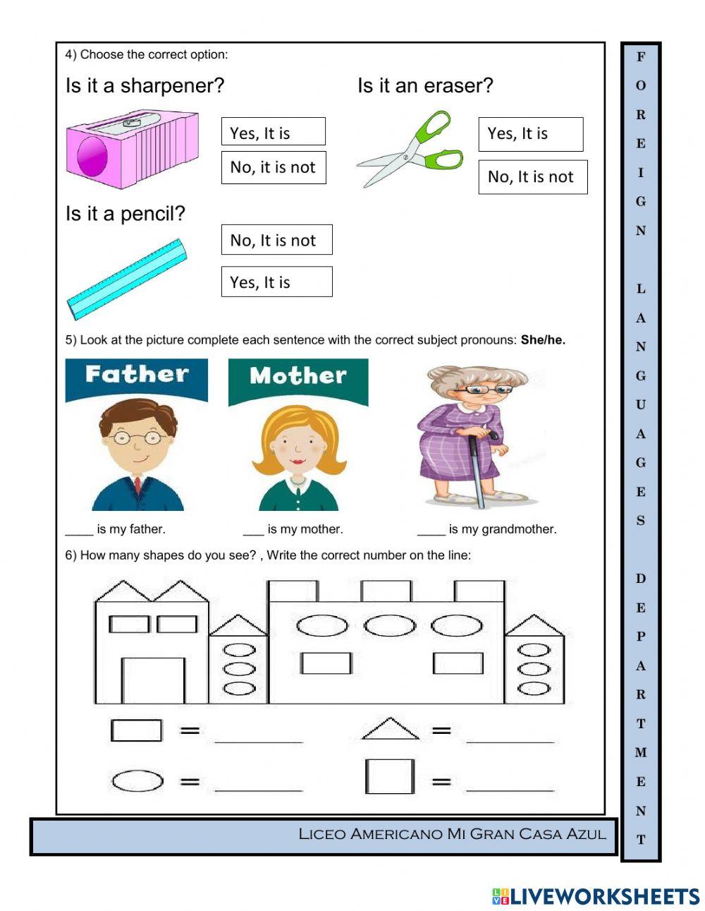 English Exam Preschool online exercise for | Live Worksheets