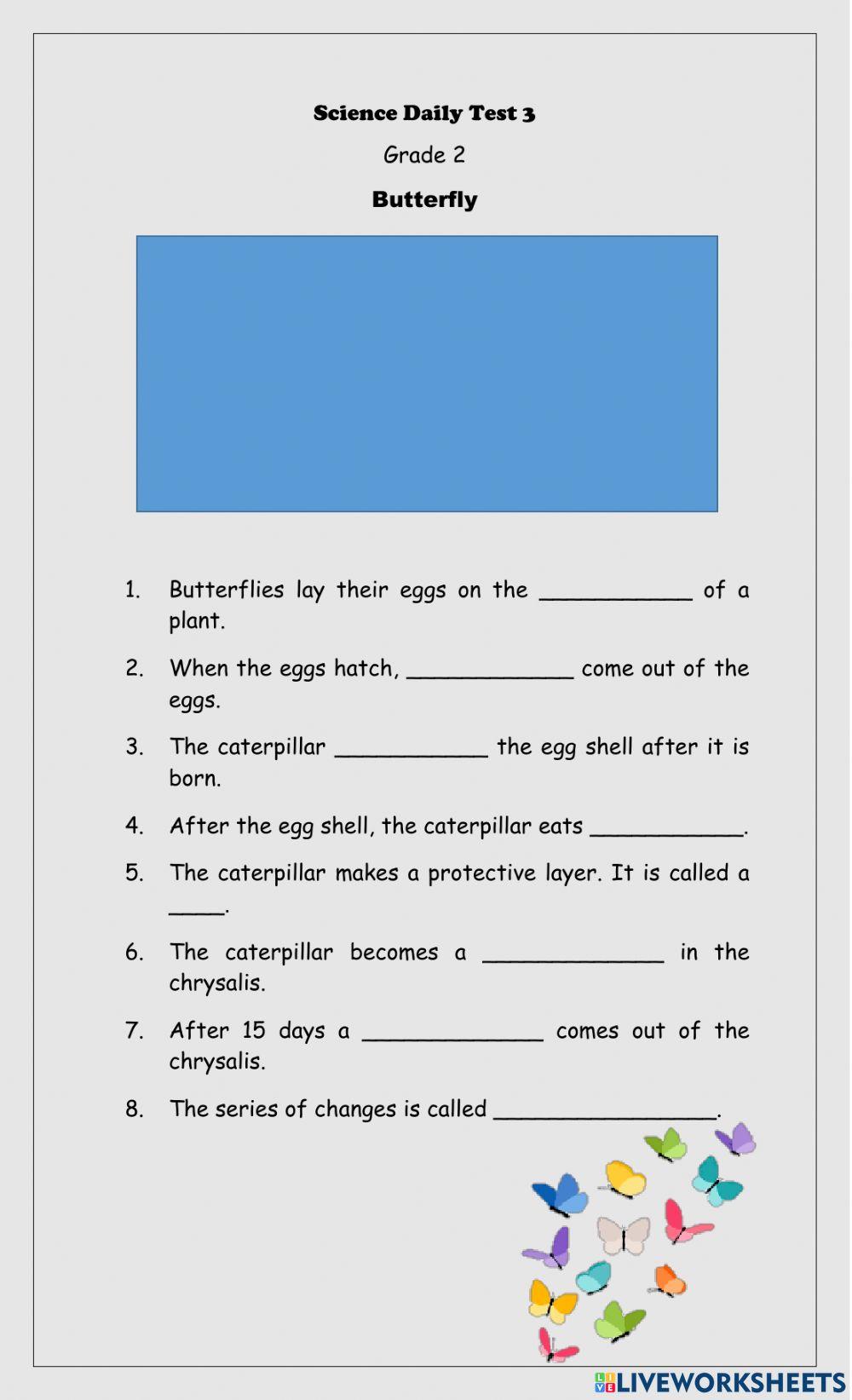 G2 Science Daily test 3 Butterfly worksheet | Live Worksheets