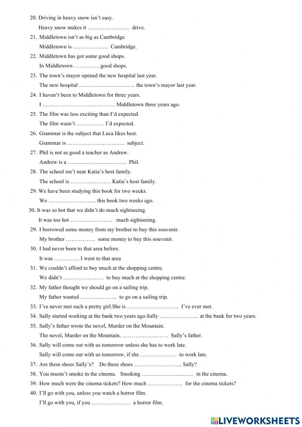 rewriting 3º eso | Free Interactive Worksheets | 2989201