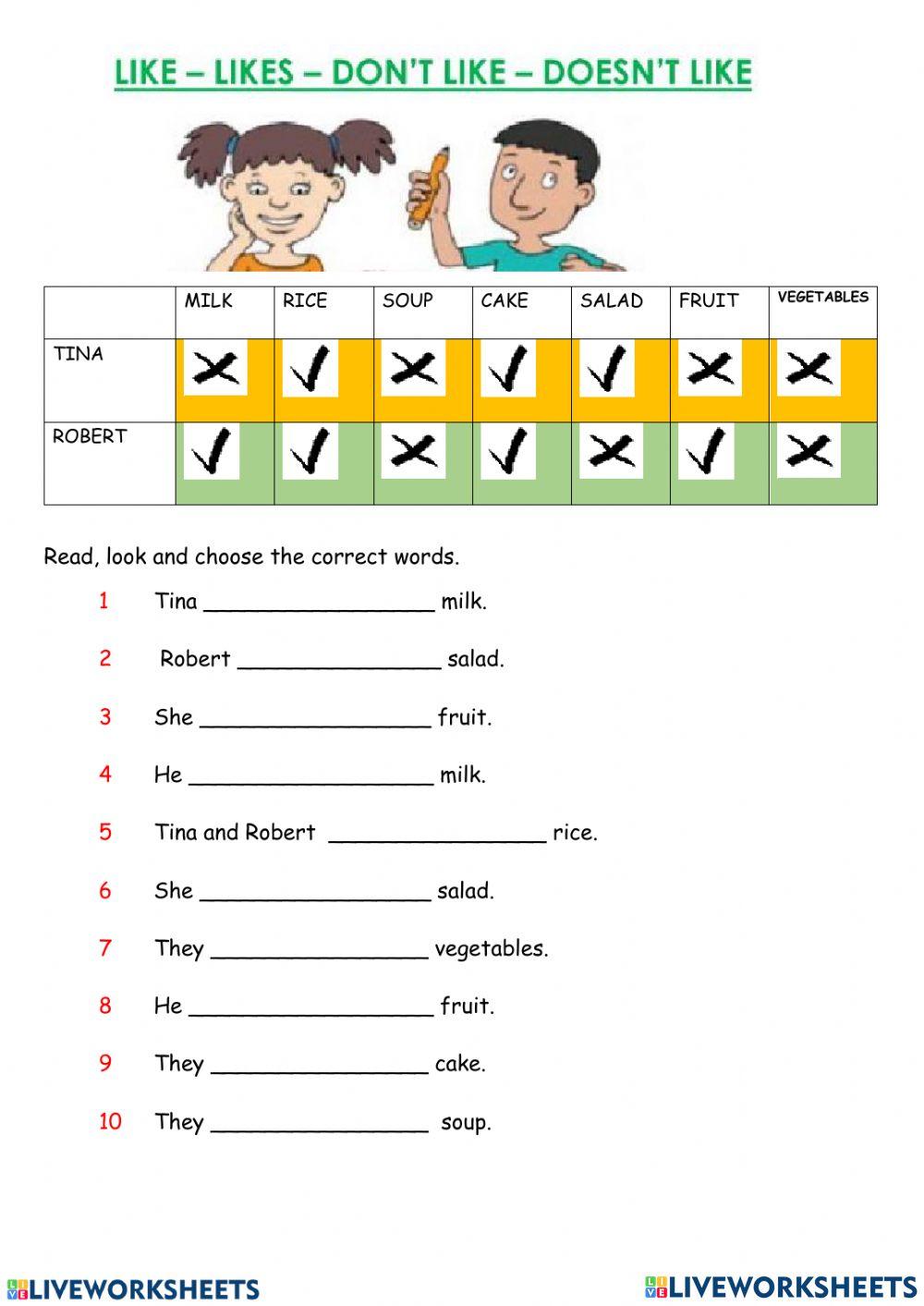 Food Preferences worksheet for Grade 5th | Live Worksheets