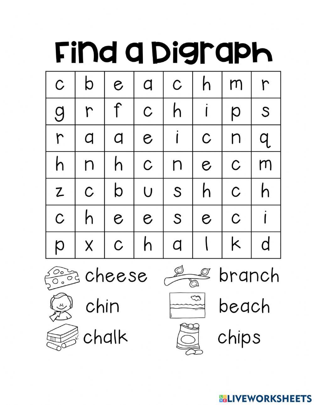 Diagraph interactive worksheet | Live Worksheets