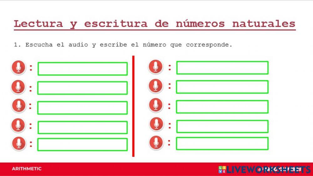 Escritura de números naturales | Live Worksheets