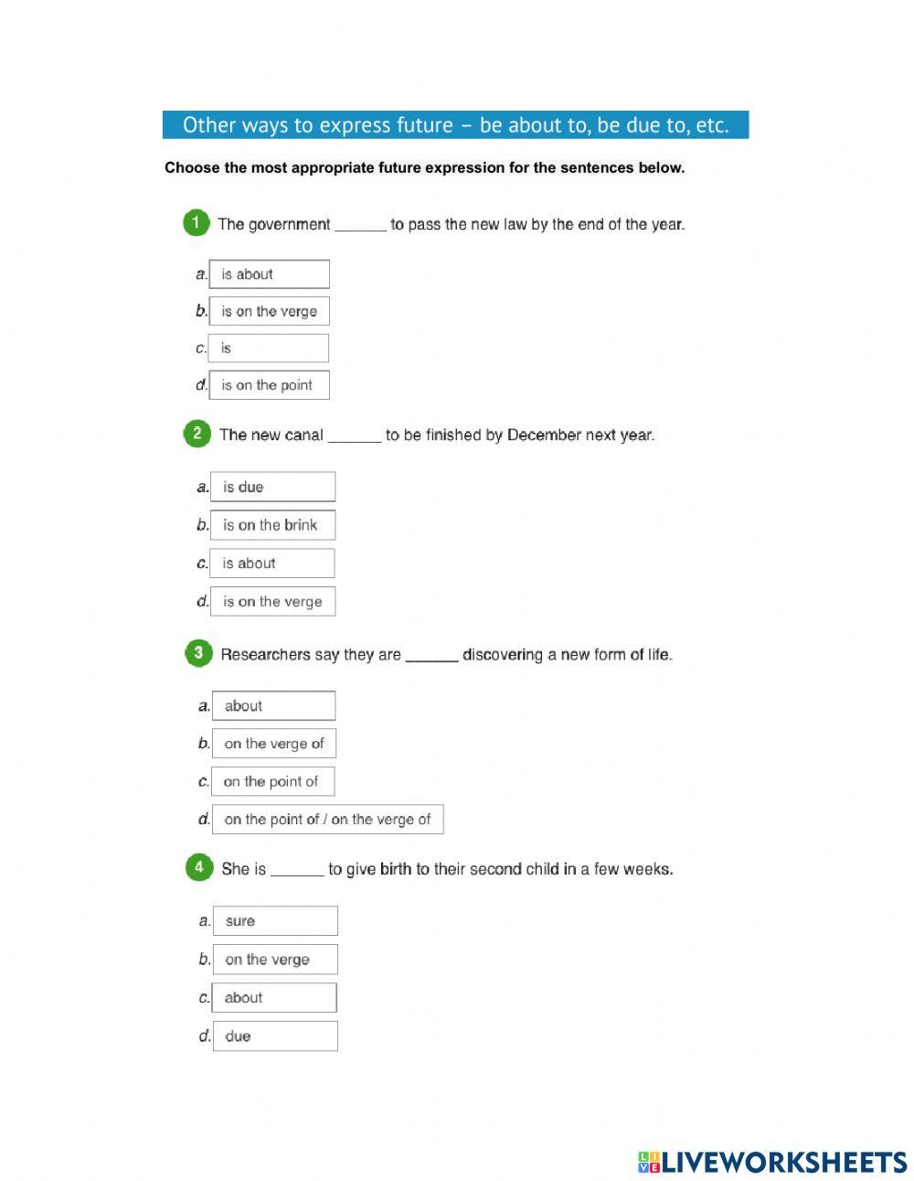Future expressi… | Free Interactive Worksheets | 956023