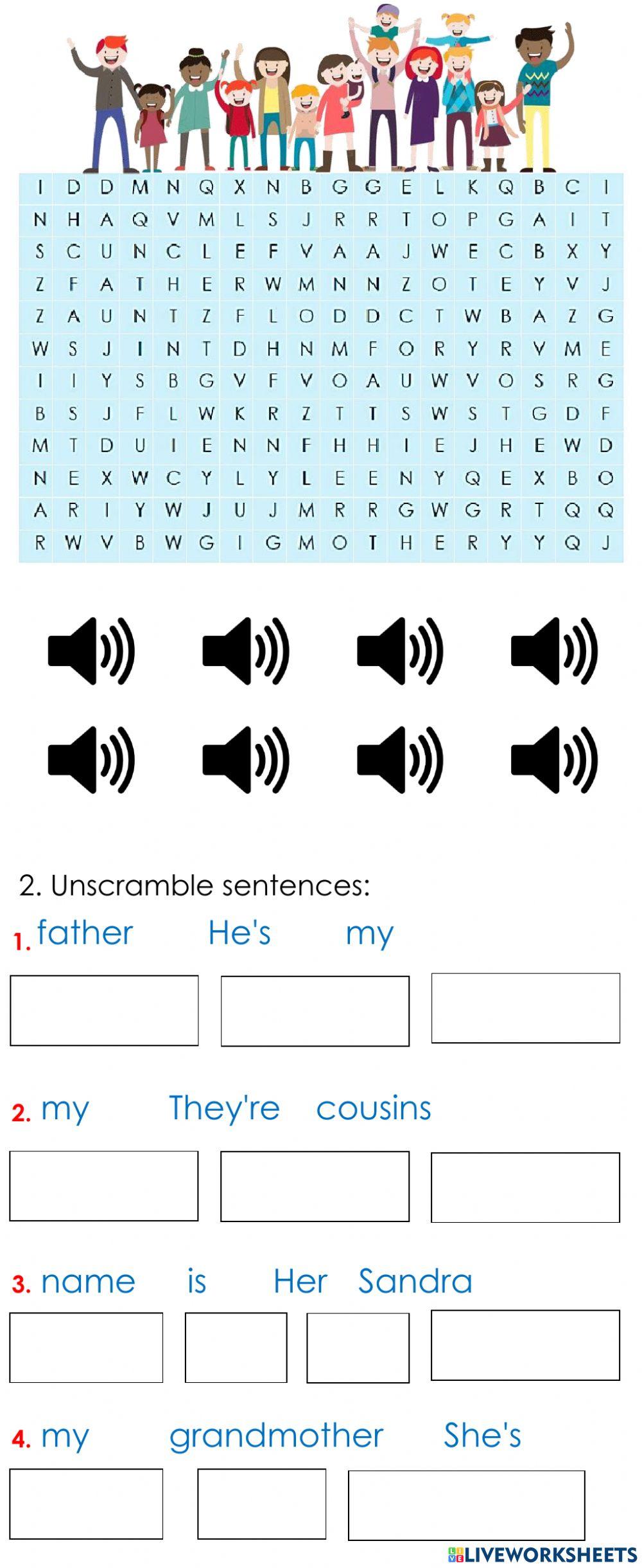 Family members online exercise for 1° Grade | Live Worksheets