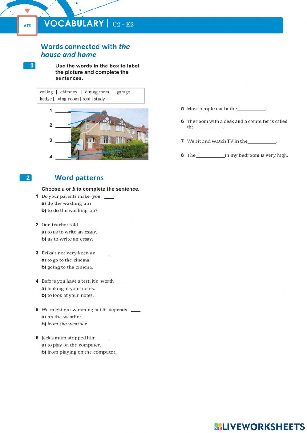House and word patterns worksheet | Live Worksheets