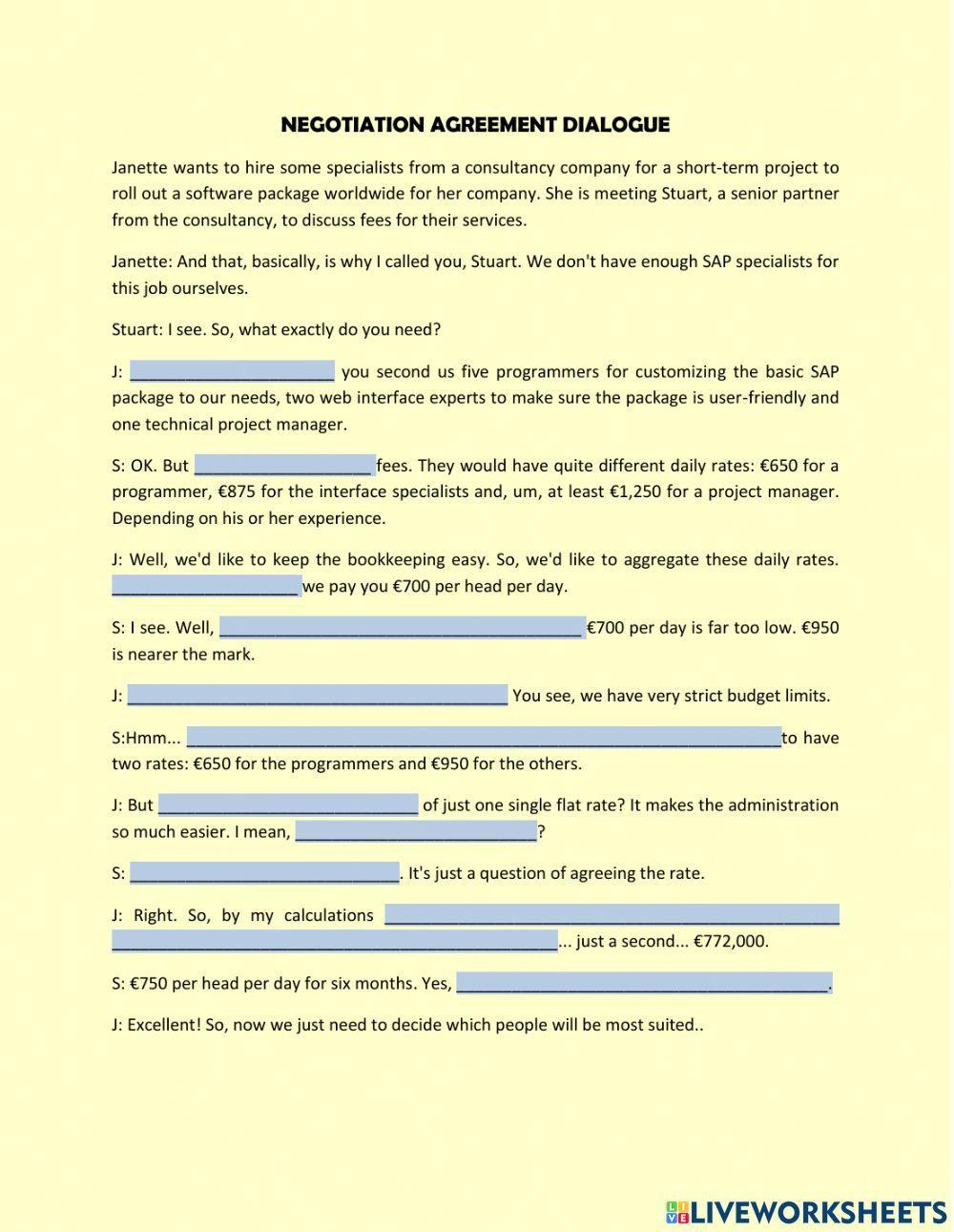 Negotiation | Free Interactive Worksheets | 956356