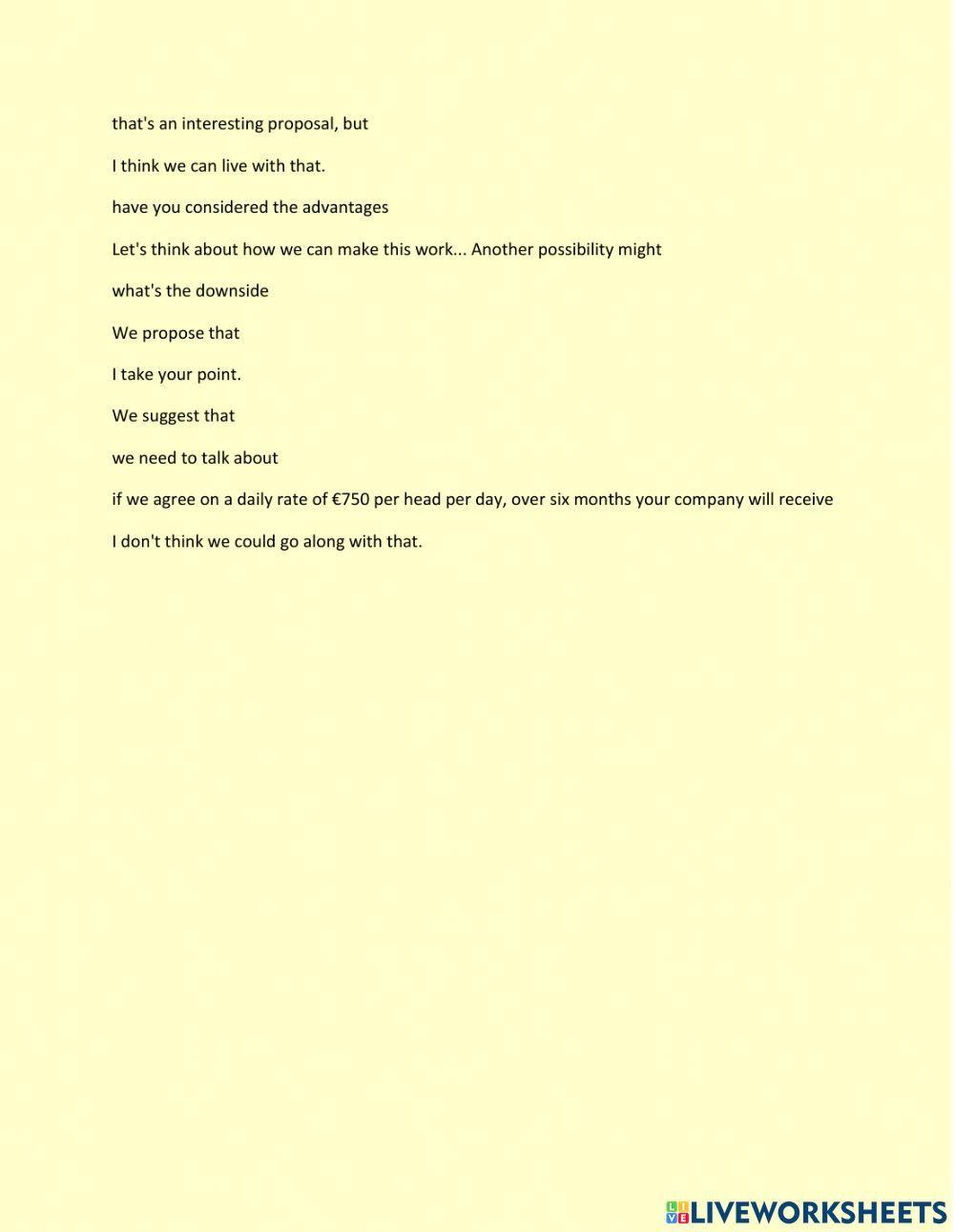 Negotiation | Free Interactive Worksheets | 956356