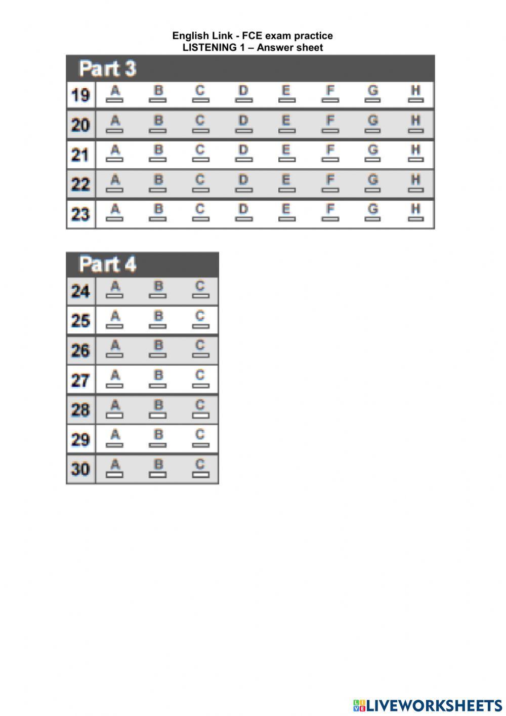 FCE Listening exam practice interactive worksheet | Live Worksheets