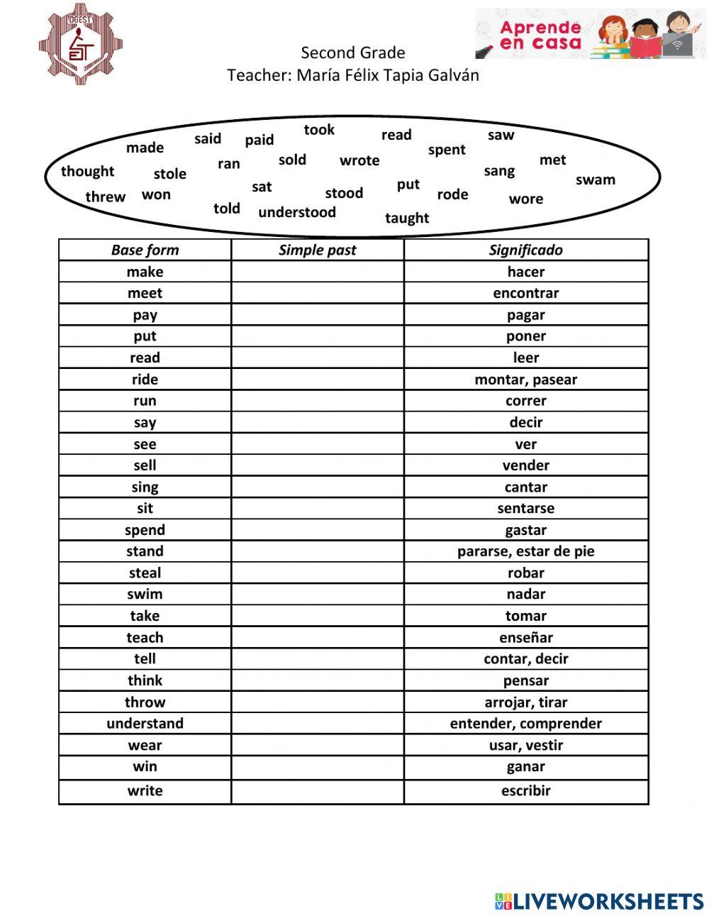 Irregular verbs | Free Interactive Worksheets | 956818