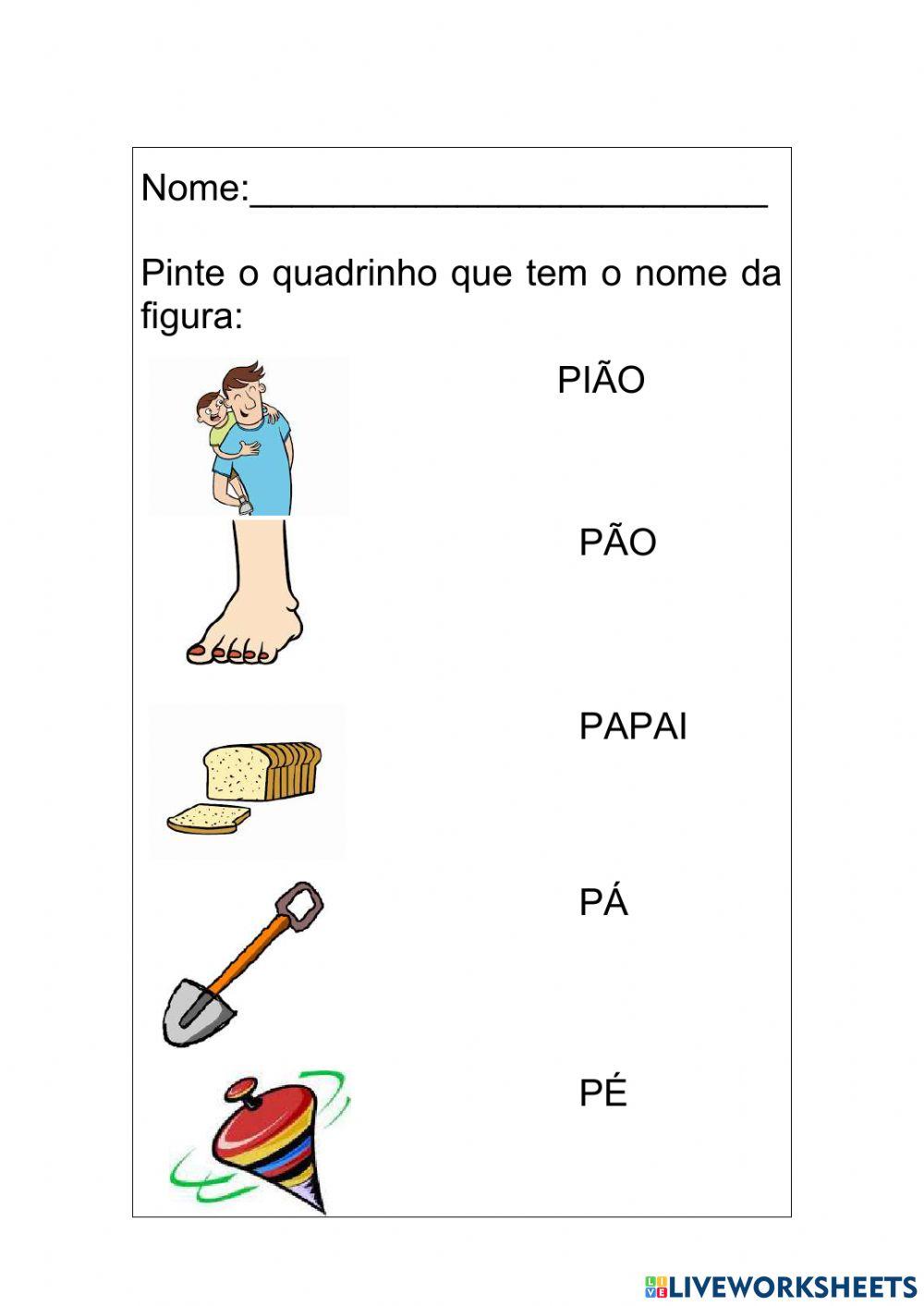 Letra p activity for alfabetização | Live Worksheets