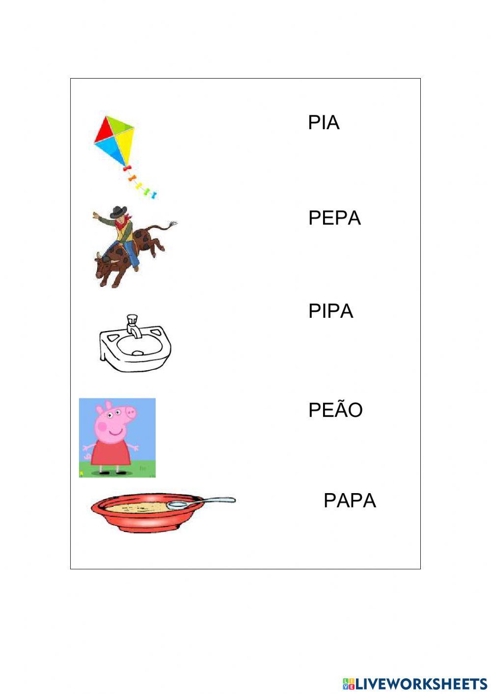 Letra p activity for alfabetização | Live Worksheets