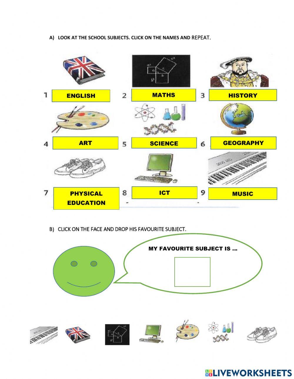 mabyspagnolo | School subjects 956755 | LiveWorksheets