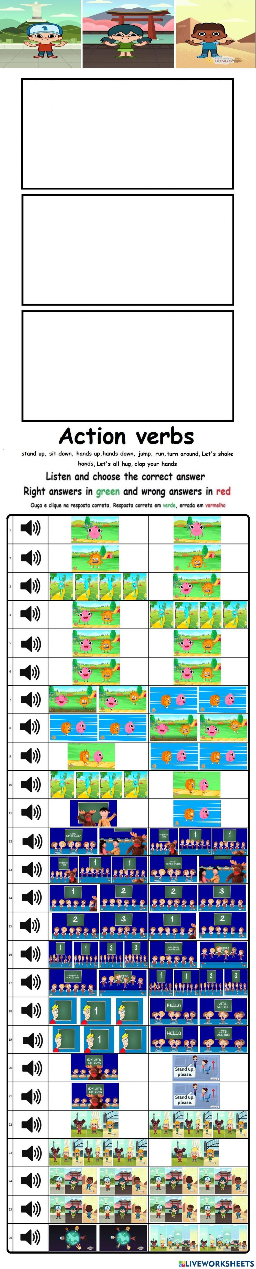 Action verbs - … | Free Interactive Worksheets | 956853