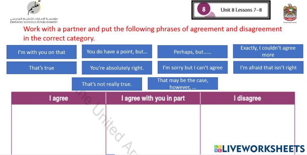 Agree or disagree exercise | Live Worksheets