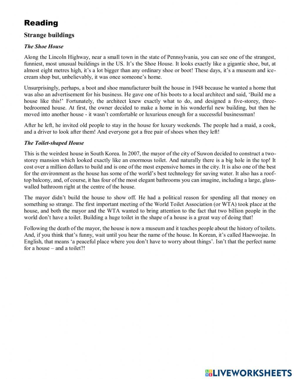 Homes. Degrees of comparison worksheet | Live Worksheets