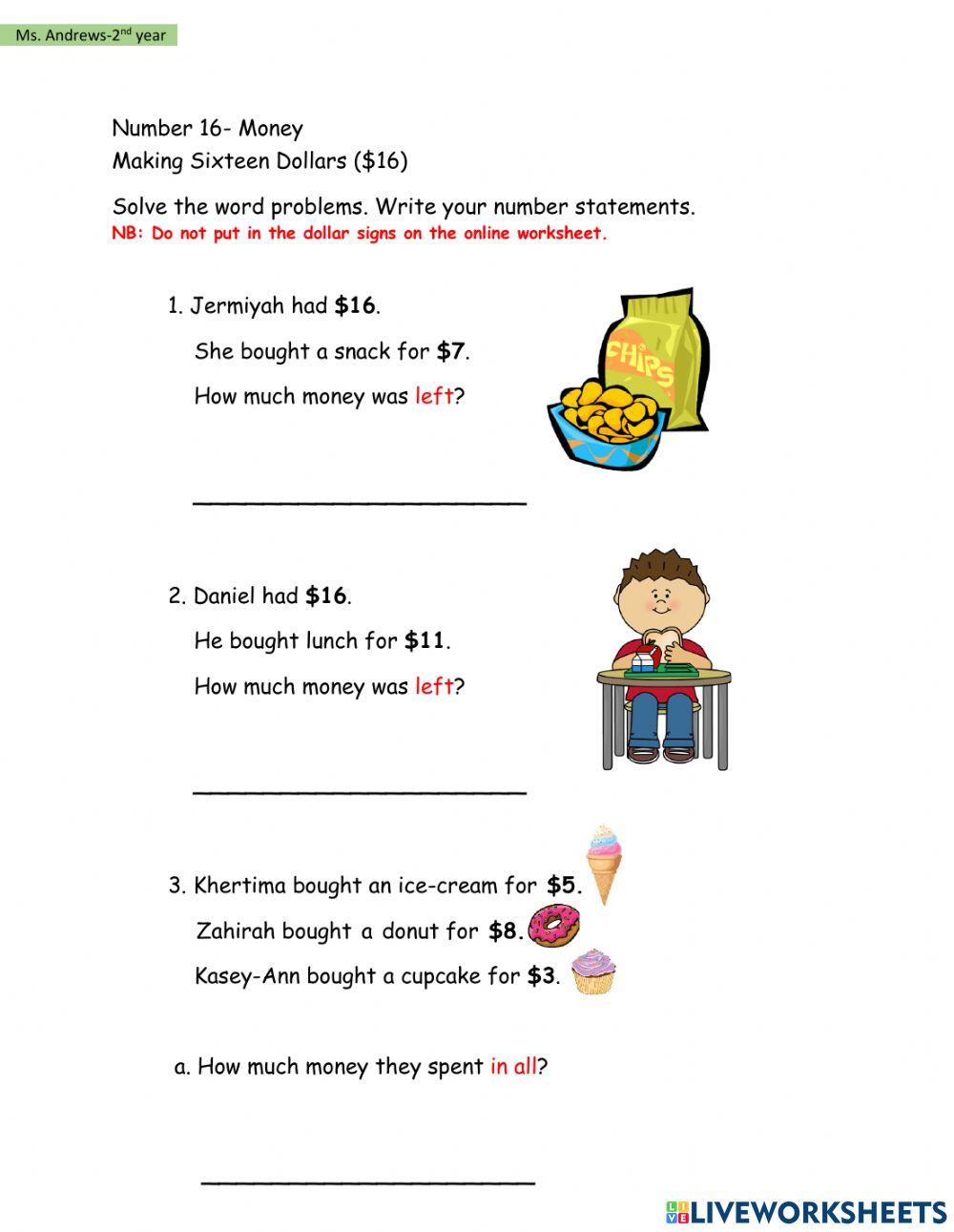 Number 16 Worksheet 1 worksheet | Live Worksheets