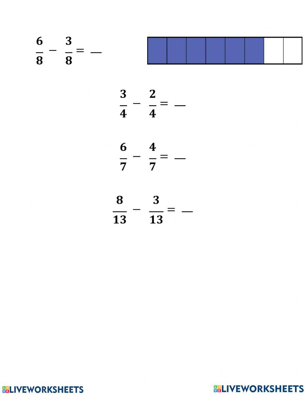 Subtracting Fractions Foundation-Term 3 week 5 lesson 2 worksheet ...