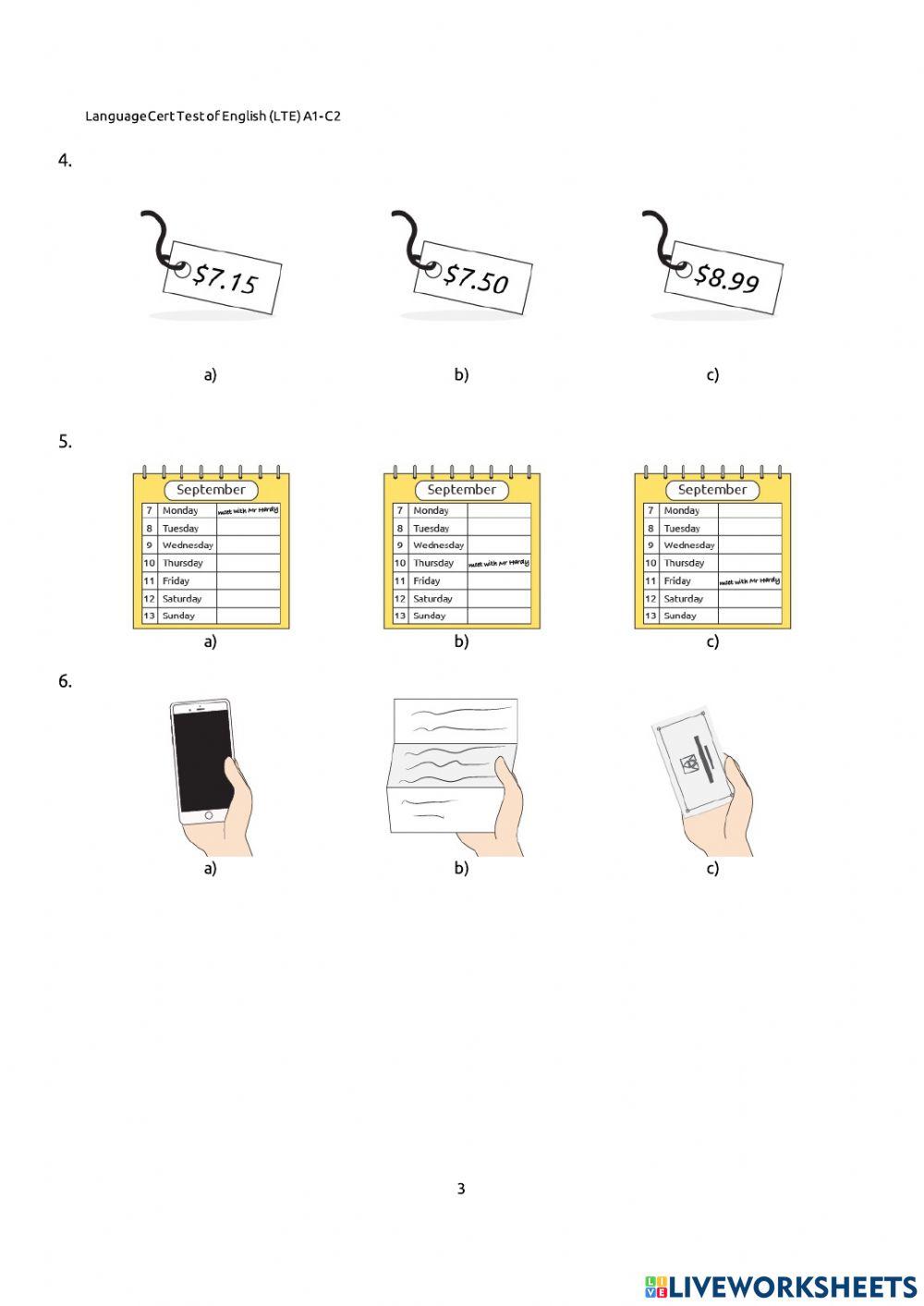 LTE PP2 Listening 1-3 worksheet | Live Worksheets