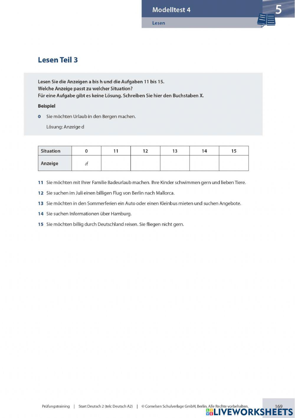 A2 Teil 1 Online Exercise For Live Worksheets