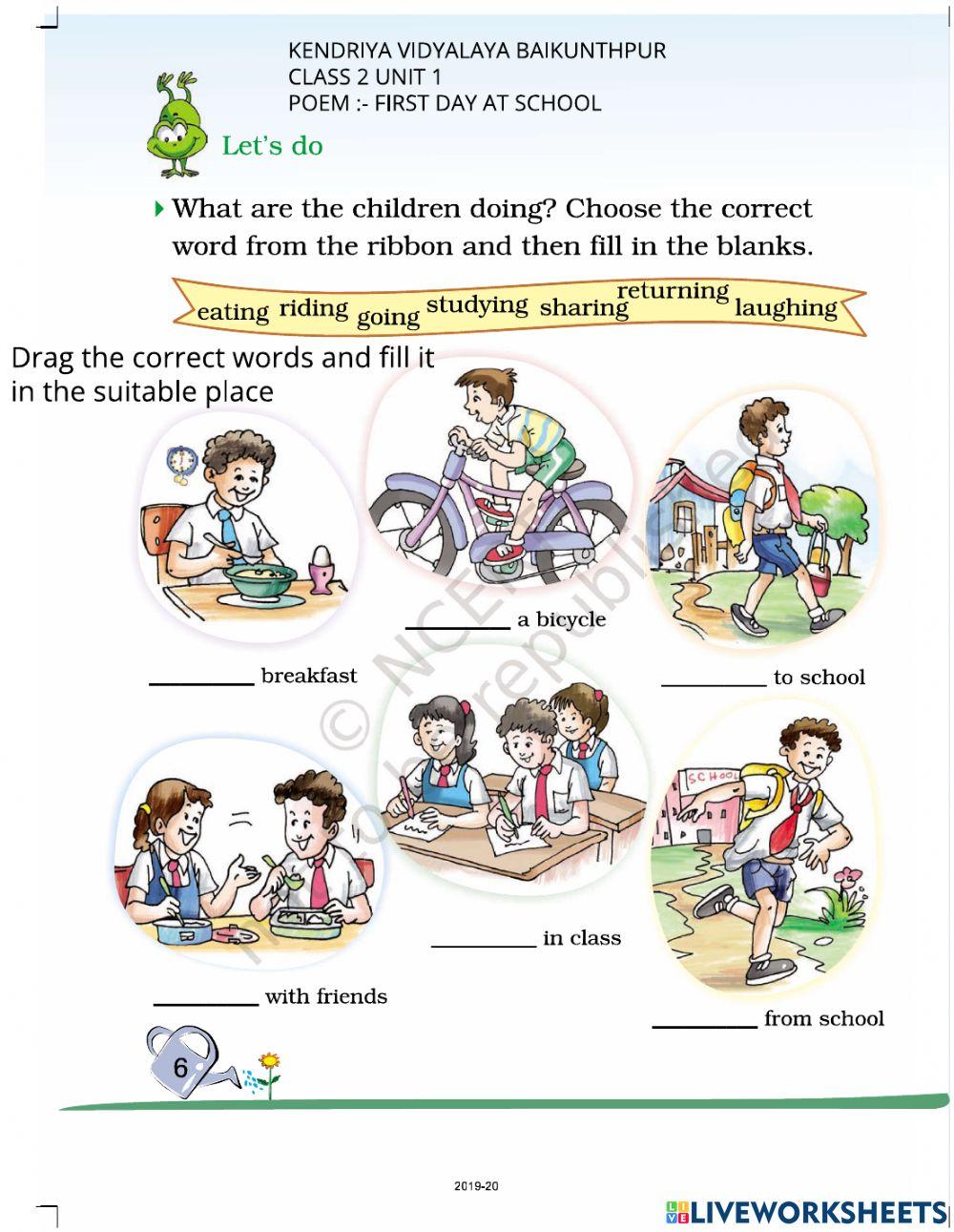 Action words interactive exercise for 2 | Live Worksheets