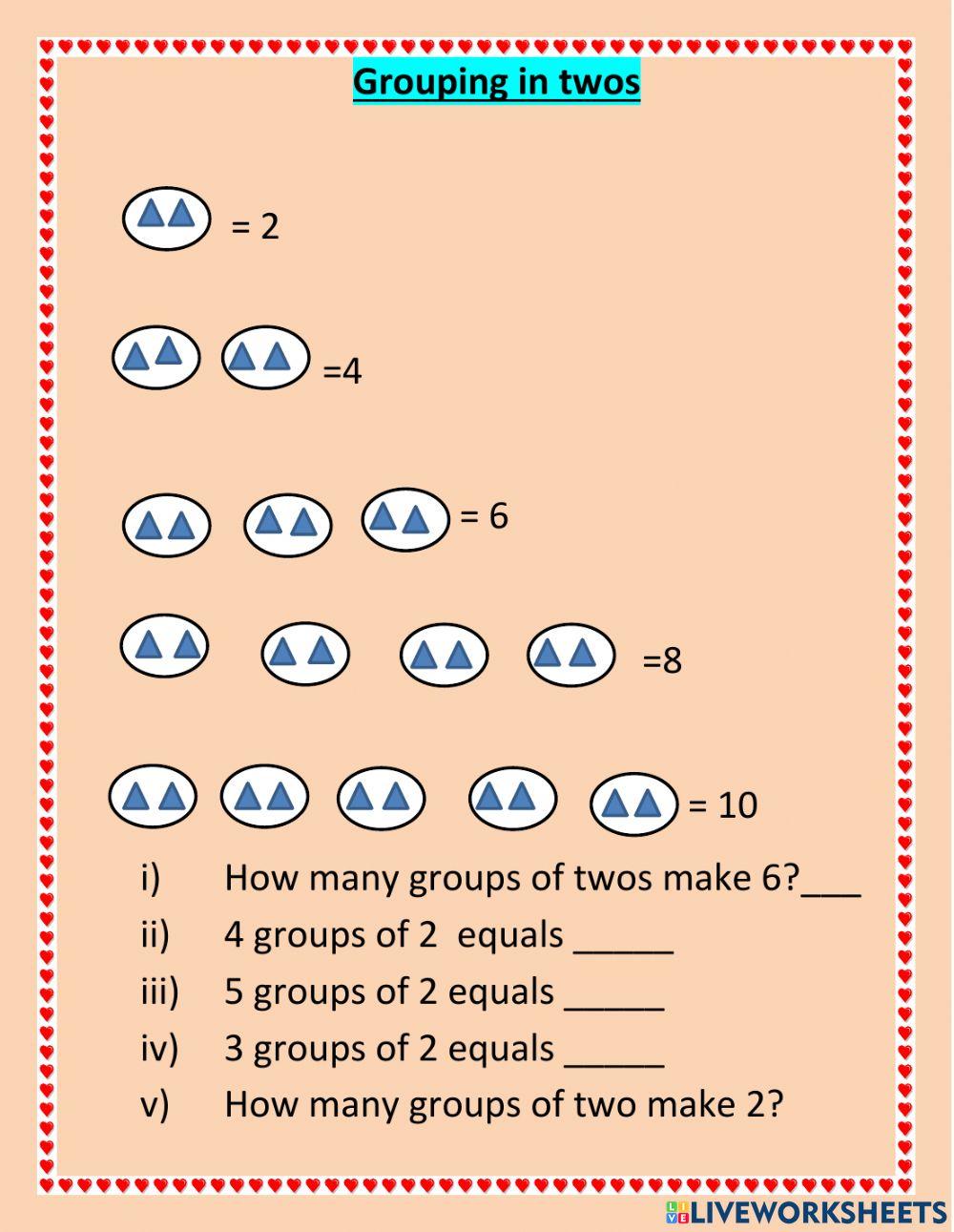 Grouping in twos worksheet | Live Worksheets