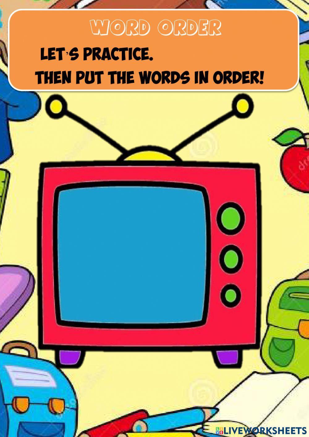school objects word order worksheet | Live Worksheets
