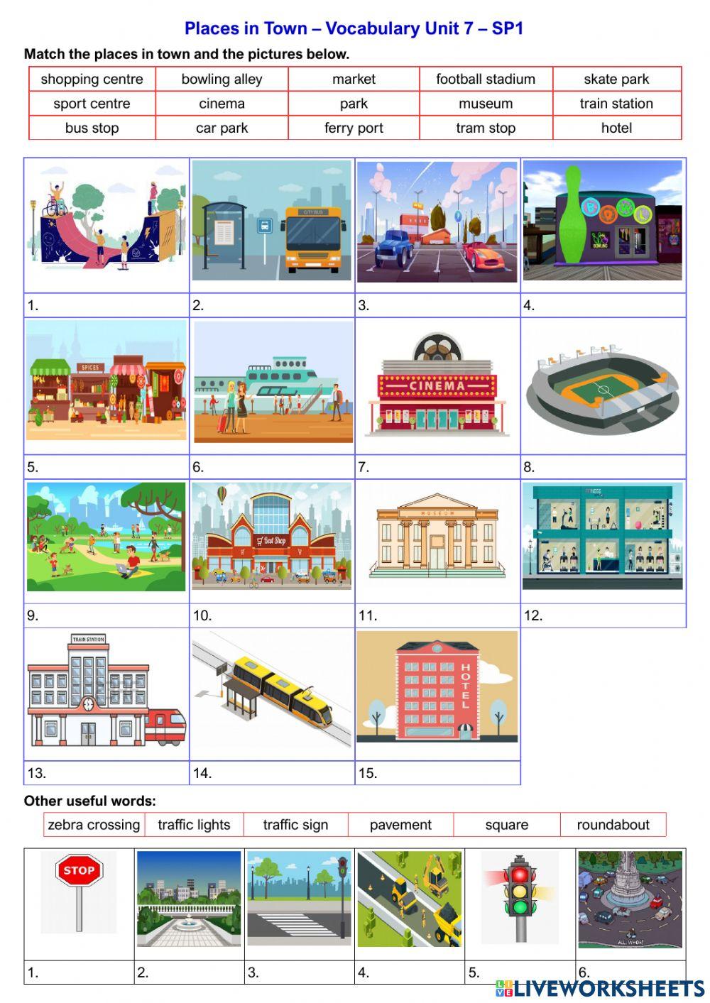 Places in Town … | Free Interactive Worksheets | 4989524