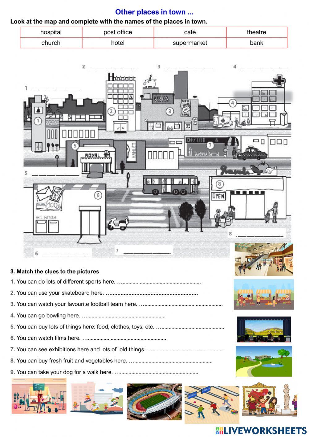 Places in Town … | Free Interactive Worksheets | 4989524