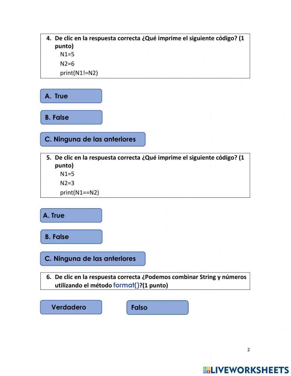 Lenguaje de programación exercise | Live Worksheets
