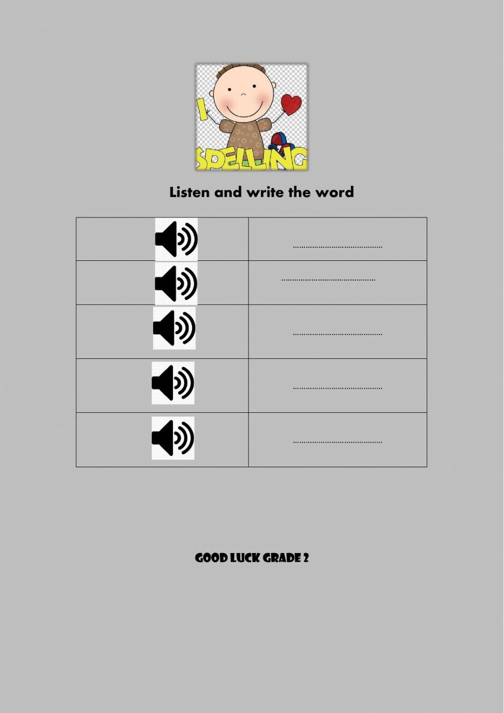 grade 3B U2 Spelling1 worksheet | Live Worksheets