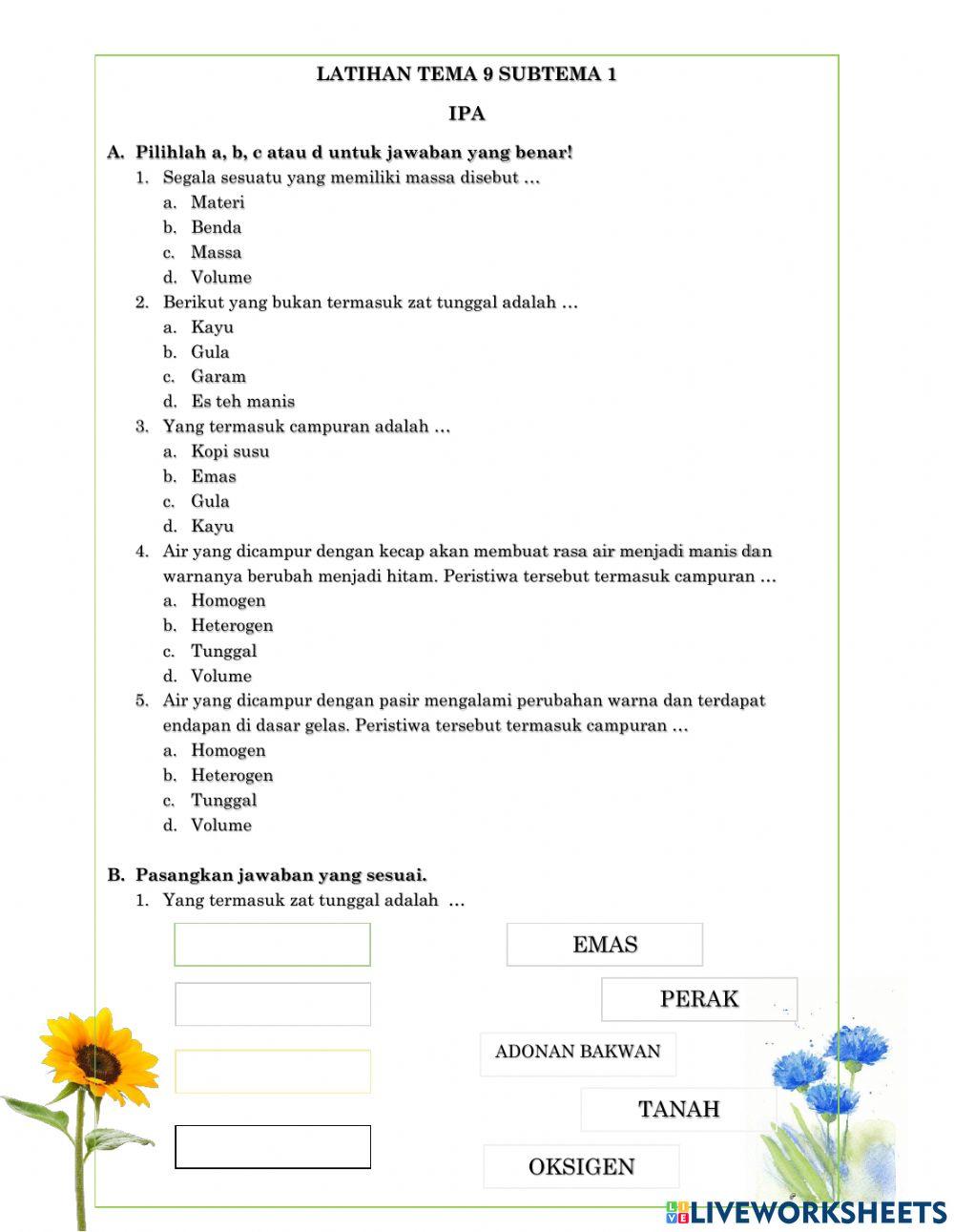 Tema 9 Subtema 1 (IPA) worksheet | Live Worksheets