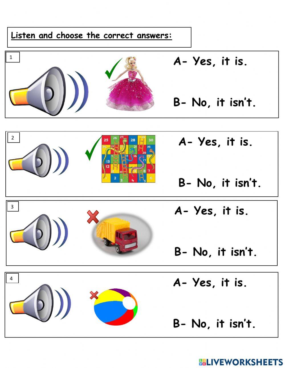 Listen to the question then choose the correct answer: worksheet | Live ...