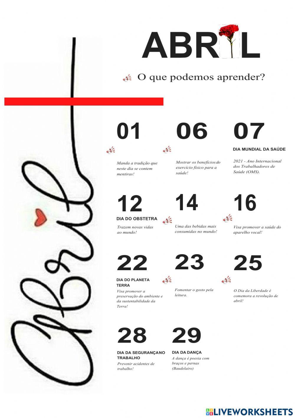 Comemora es De Abril Online Exercise For Live Worksheets comemora-es-de-abril-online-exercise-for-live-worksheets