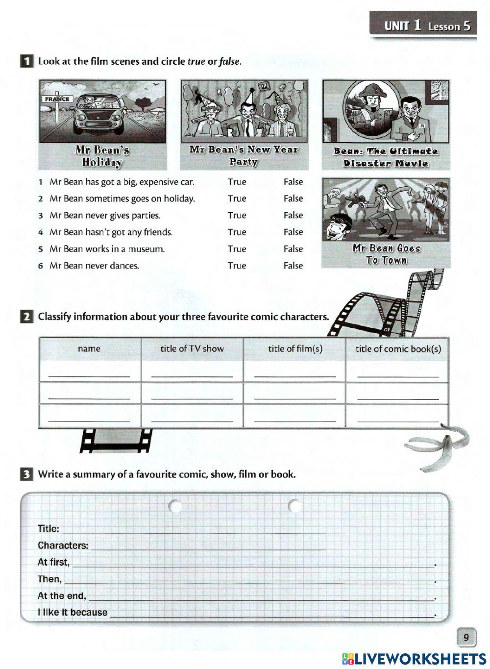 Mr Bean Worksheet Worksheet Live Worksheets
