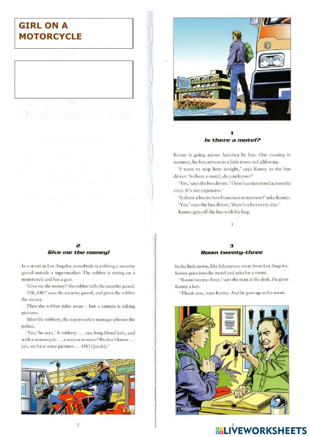 GIRL ON A MOTORCYCLE - READER AND ACTIVITIES online exercise for | Live ...