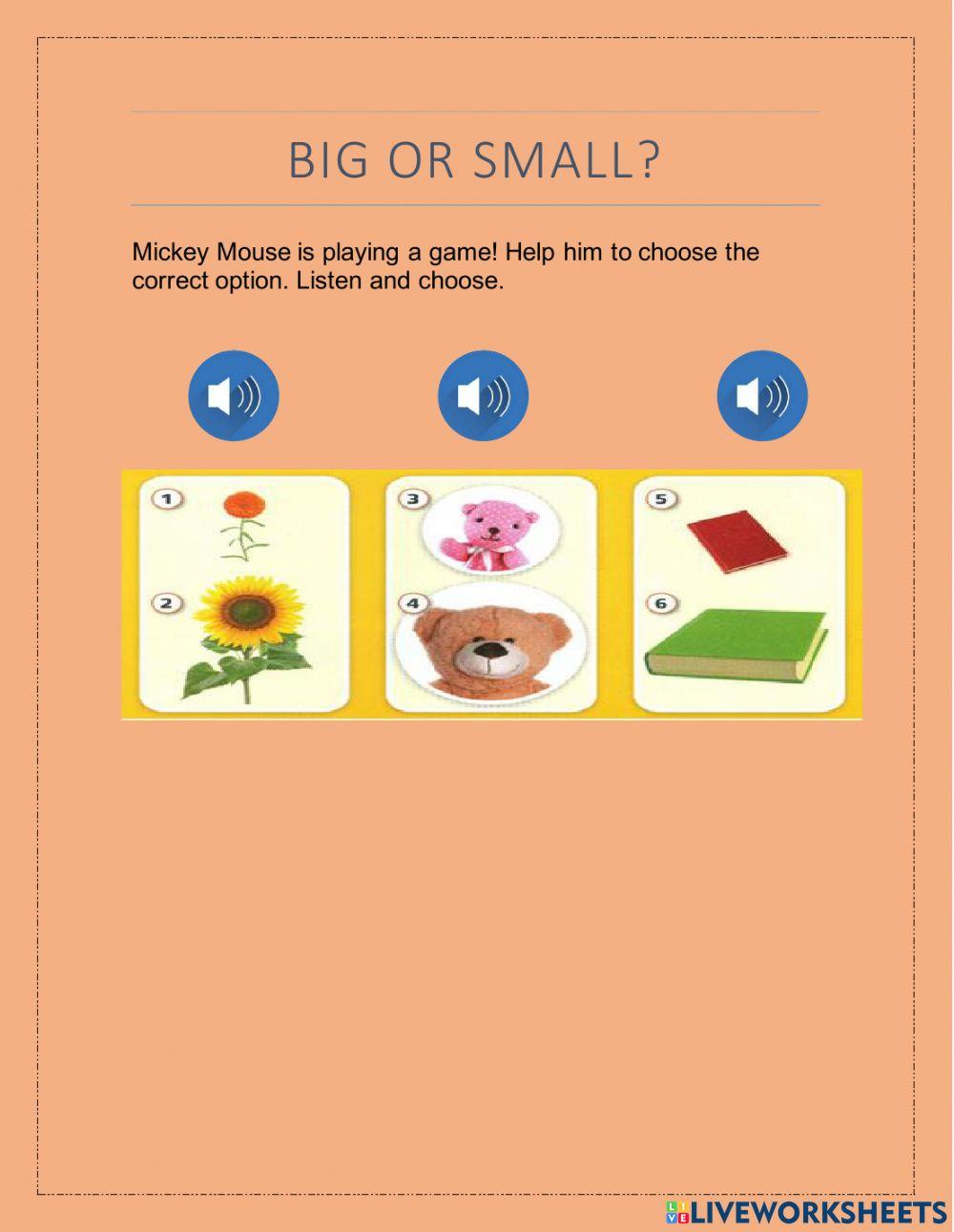 Big or small? online worksheet | Live Worksheets