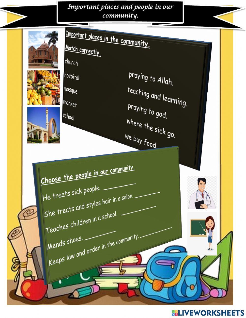 Important people and places in our community. worksheet | Live Worksheets