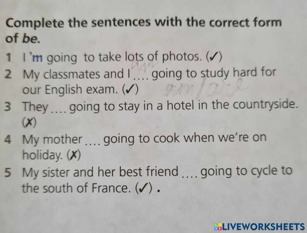 Be going to interactive activity for 5 | Live Worksheets