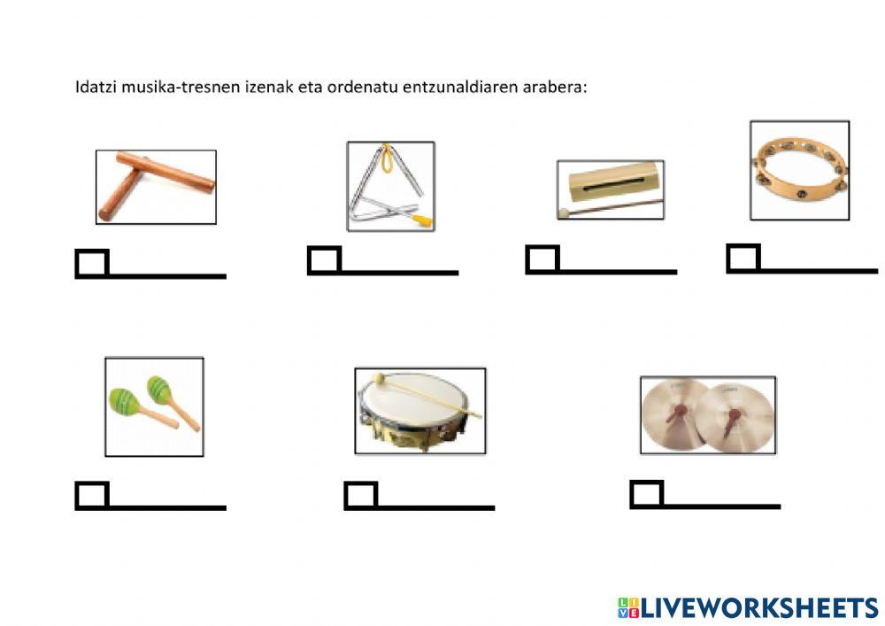 Musika tresnak: entzumena worksheet | Live Worksheets