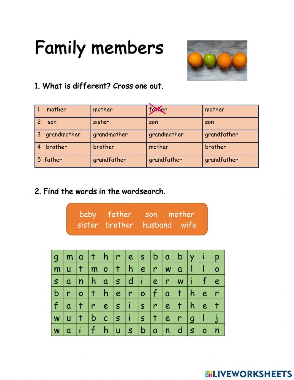 Family members: Odd out and Wordsearch 960329 | natlyk