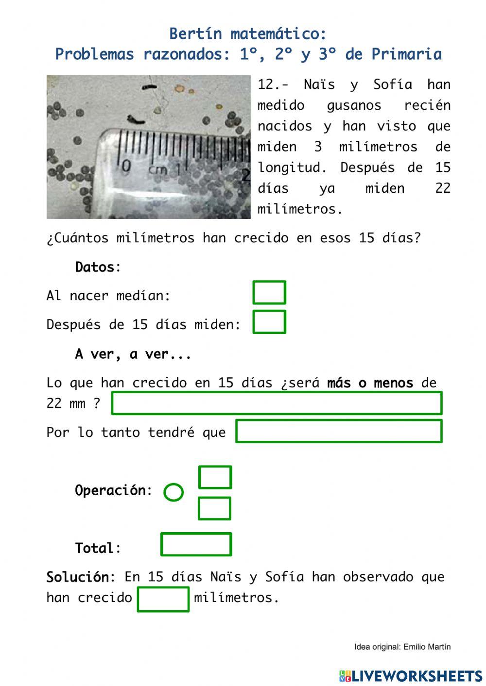 12- Problemas razonados de sumas y restas worksheet | Live Worksheets