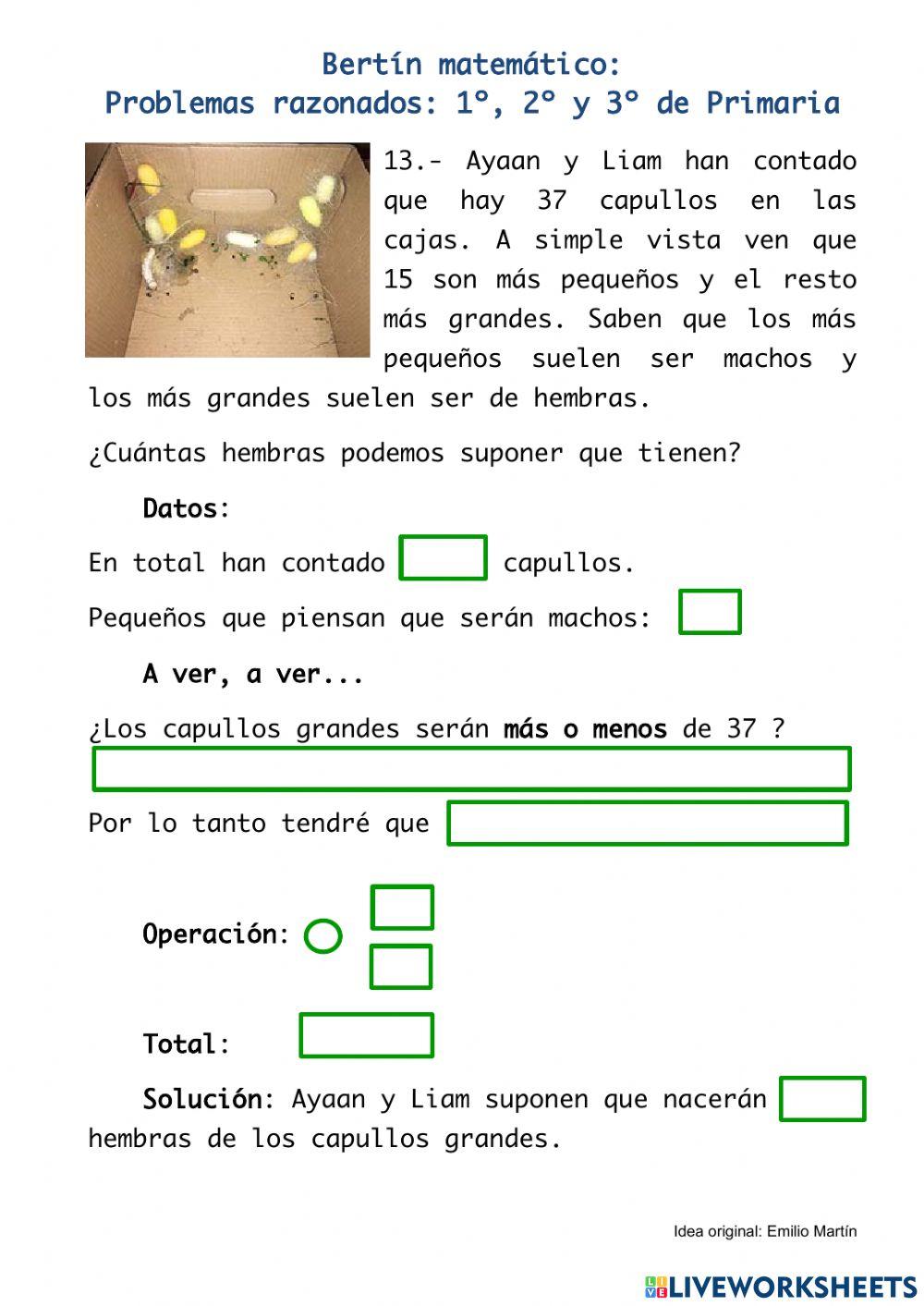 13- Problemas razonados de sumas y restas worksheet | Live Worksheets