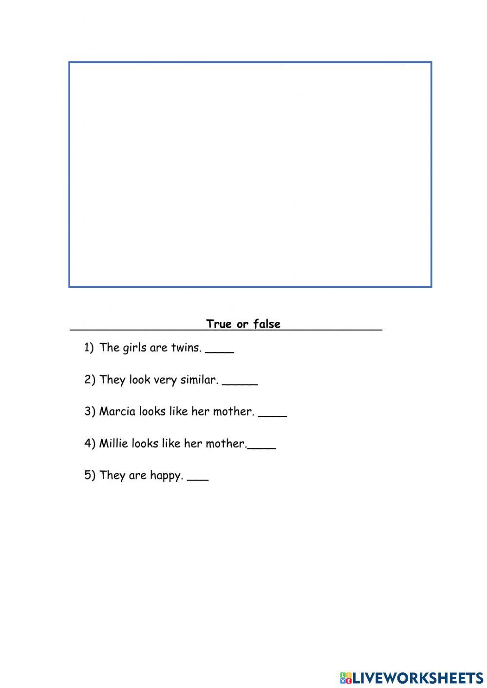 Marcia & Millie - Twin sisters worksheet | Live Worksheets